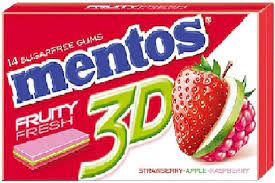 Mentos 3D Fresh Strawberry, Apple & Raspberry 3 Layered Gum 14 Pieces ...